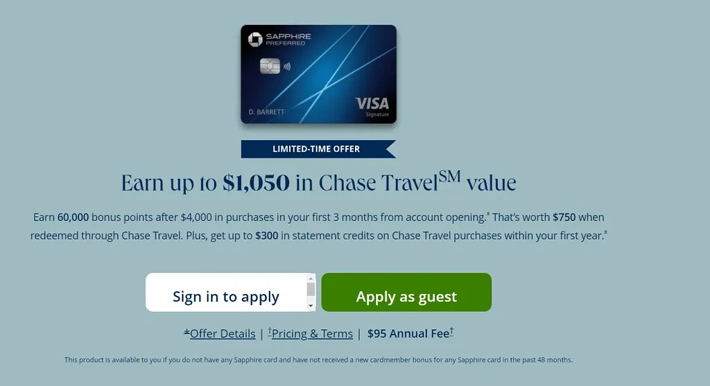 Chase Sapphire Preferred (CSP) 蓝宝石卡 60K+$300 开卡奖励详解 - 机酒卡 - 冷月清谈