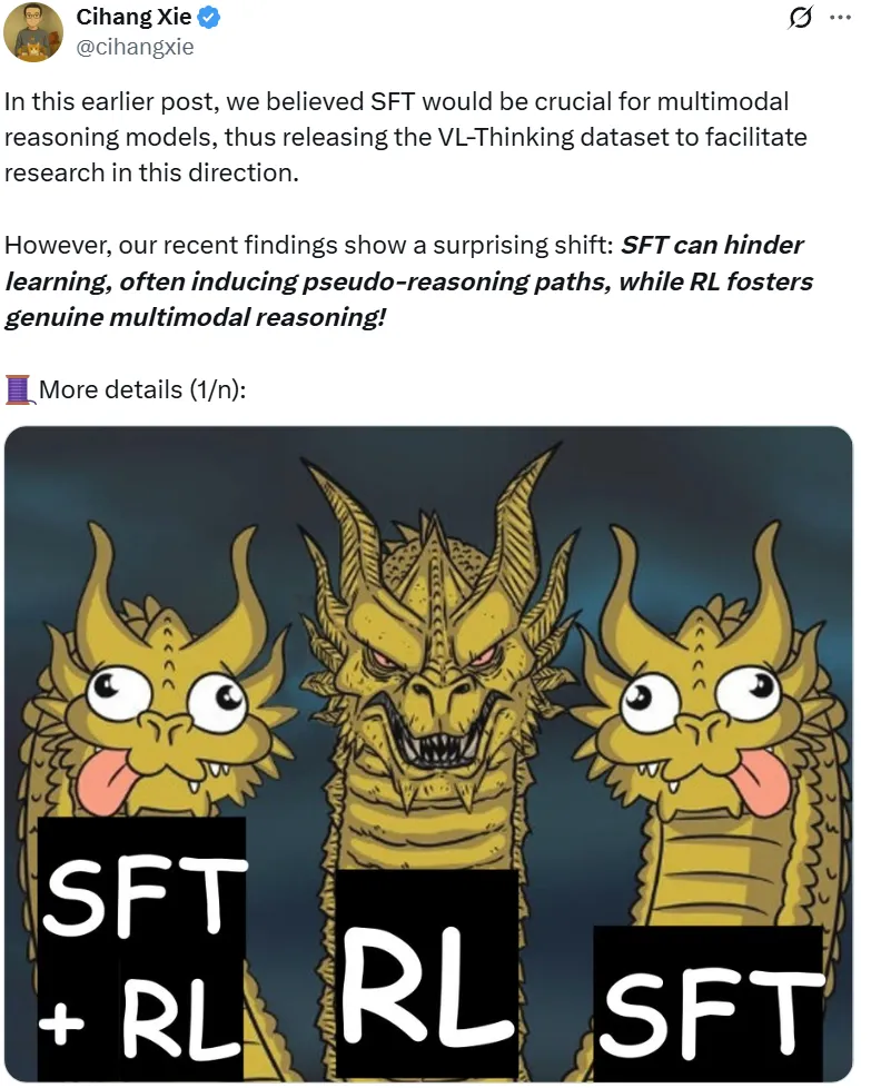 新研究挑战传统认知：SFT可能阻碍LVLM多模态推理能力提升，直接强化学习或为更优解 - AI资讯 - 冷月清谈