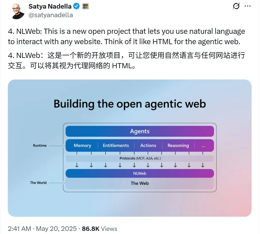 微软开源NLWeb：为网站添加ChatGPT级自然语言交互界面 - AI资讯 - 冷月清谈